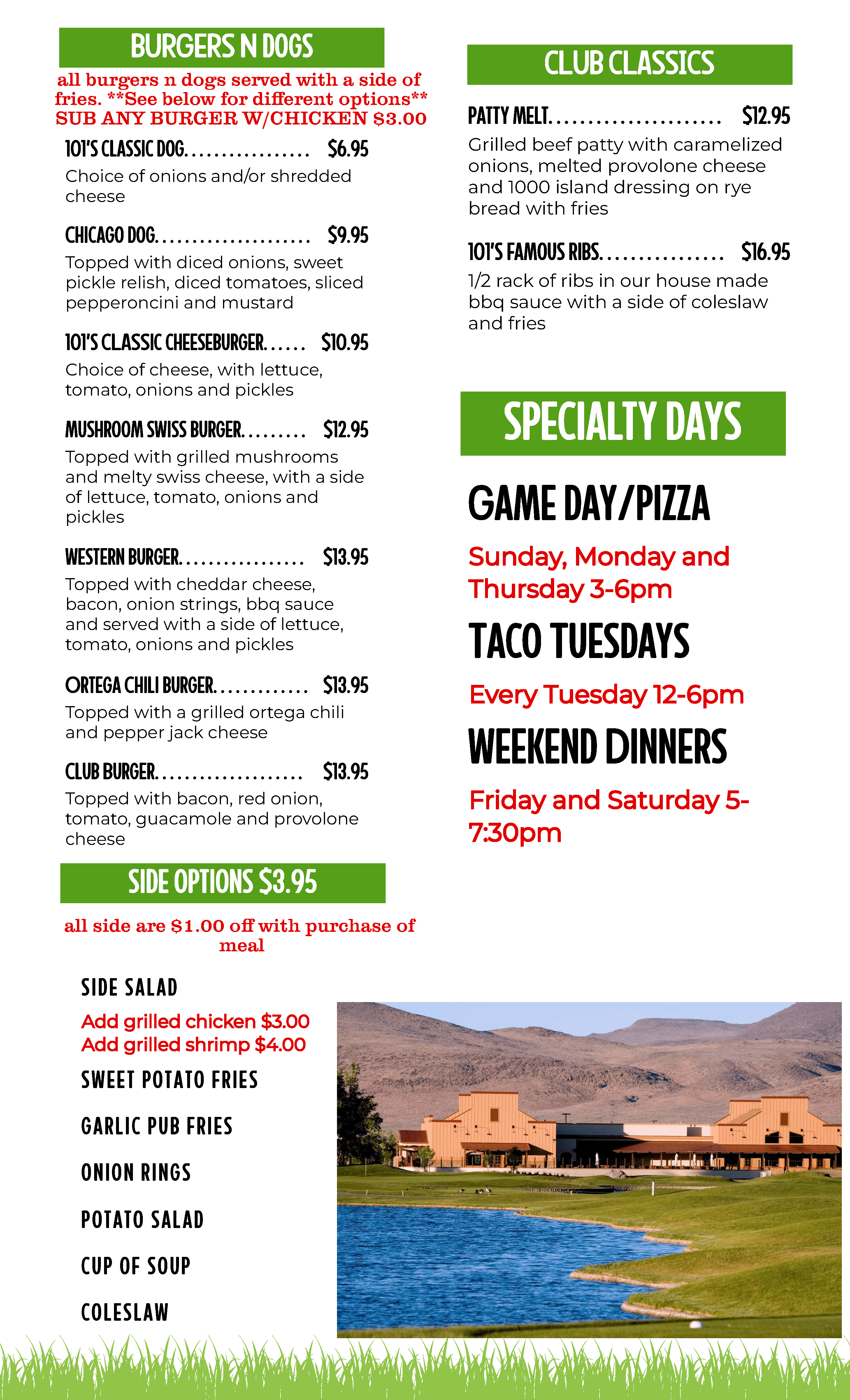 Menu - Dayton Valley Country Club
