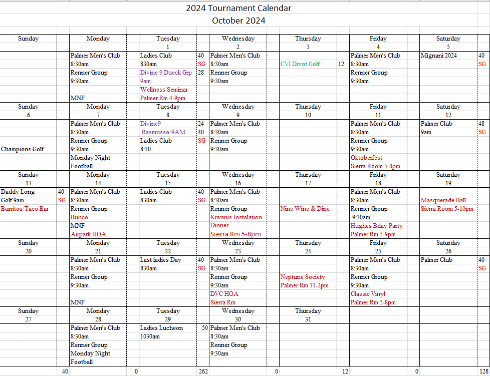 Upcoming Events - Dayton Valley Country Club