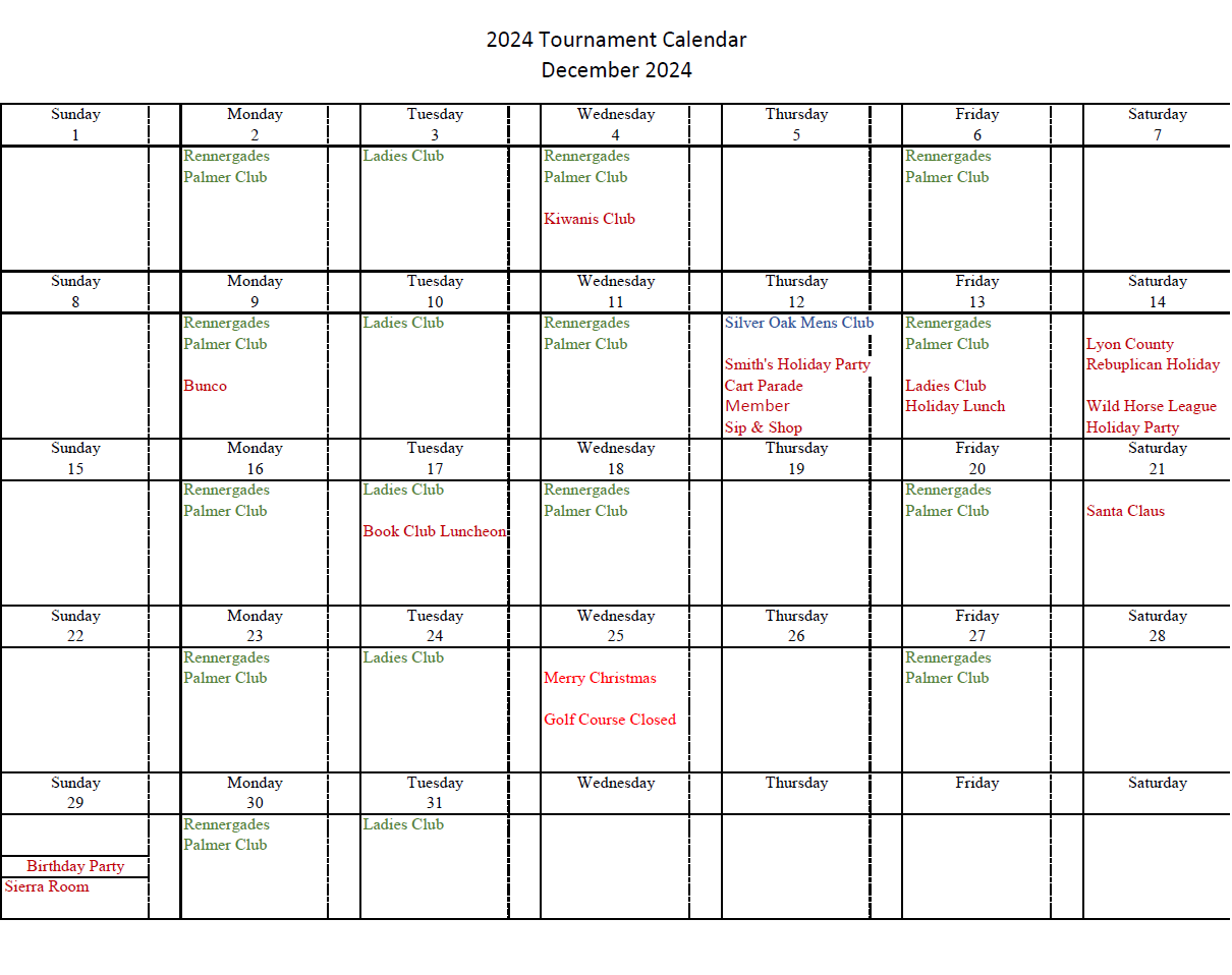 Upcoming Events - Dayton Valley Country Club